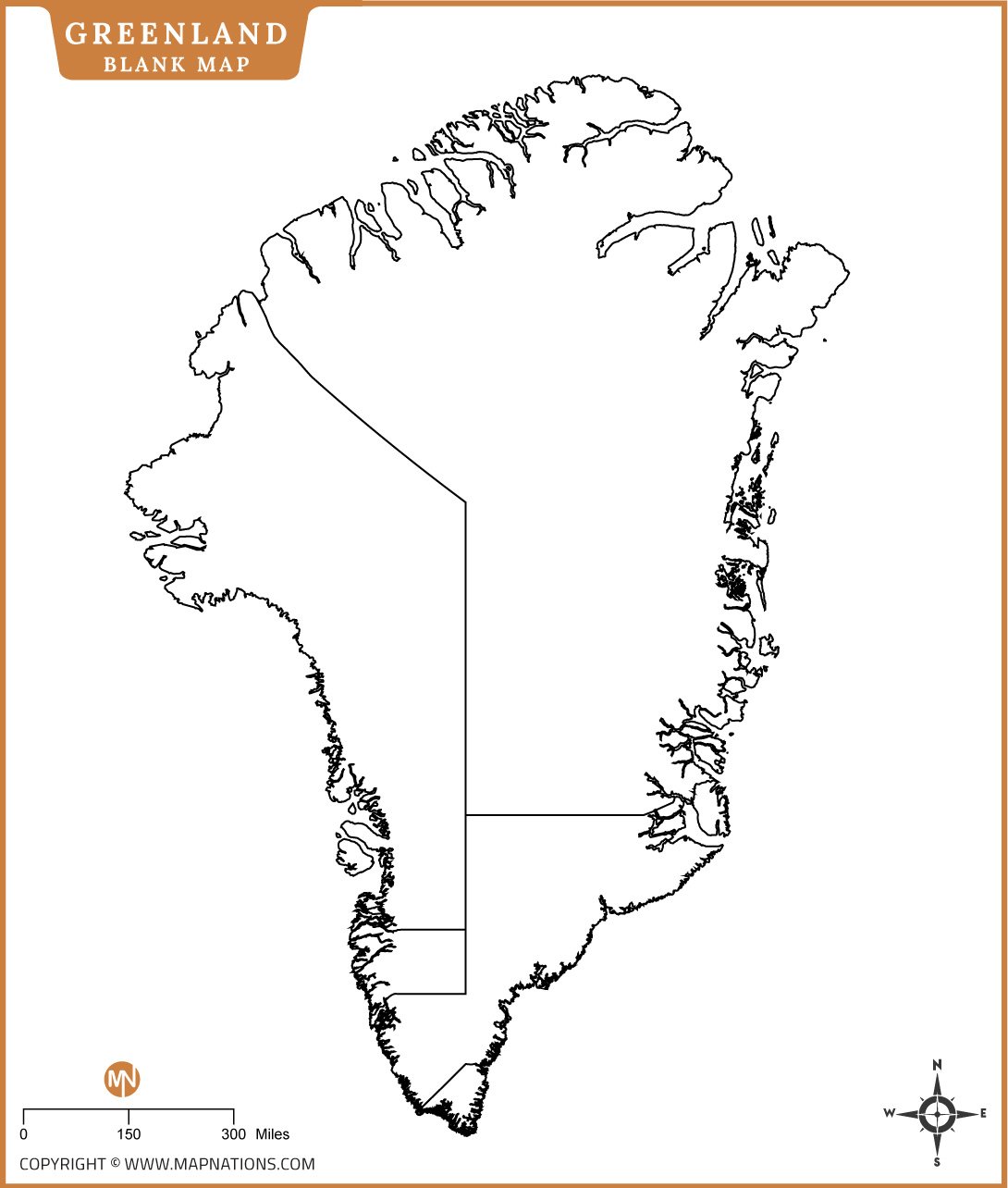 Greenland Outline Map, Blank Map of Greenland
