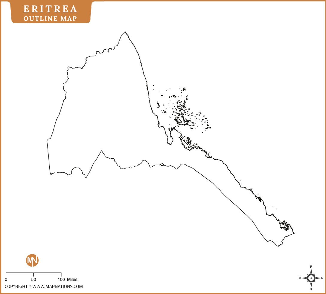Eritrea Outline Map, Eritrea Blank - Province borders for Students and ...