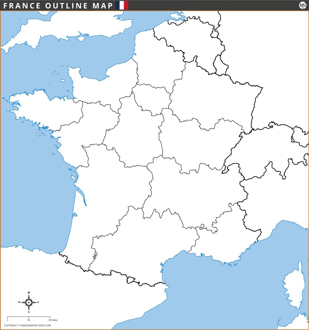 France Outline Map Blank Regional Boundaries France Outline Map Blank Regional Boundaries