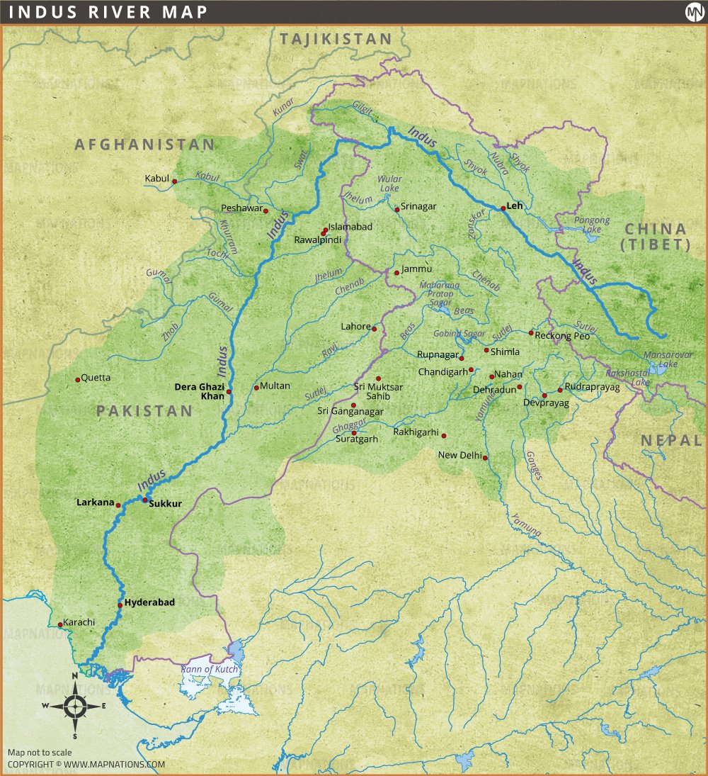 Indus River Basin Map – Geography, Tributaries & Major Cities