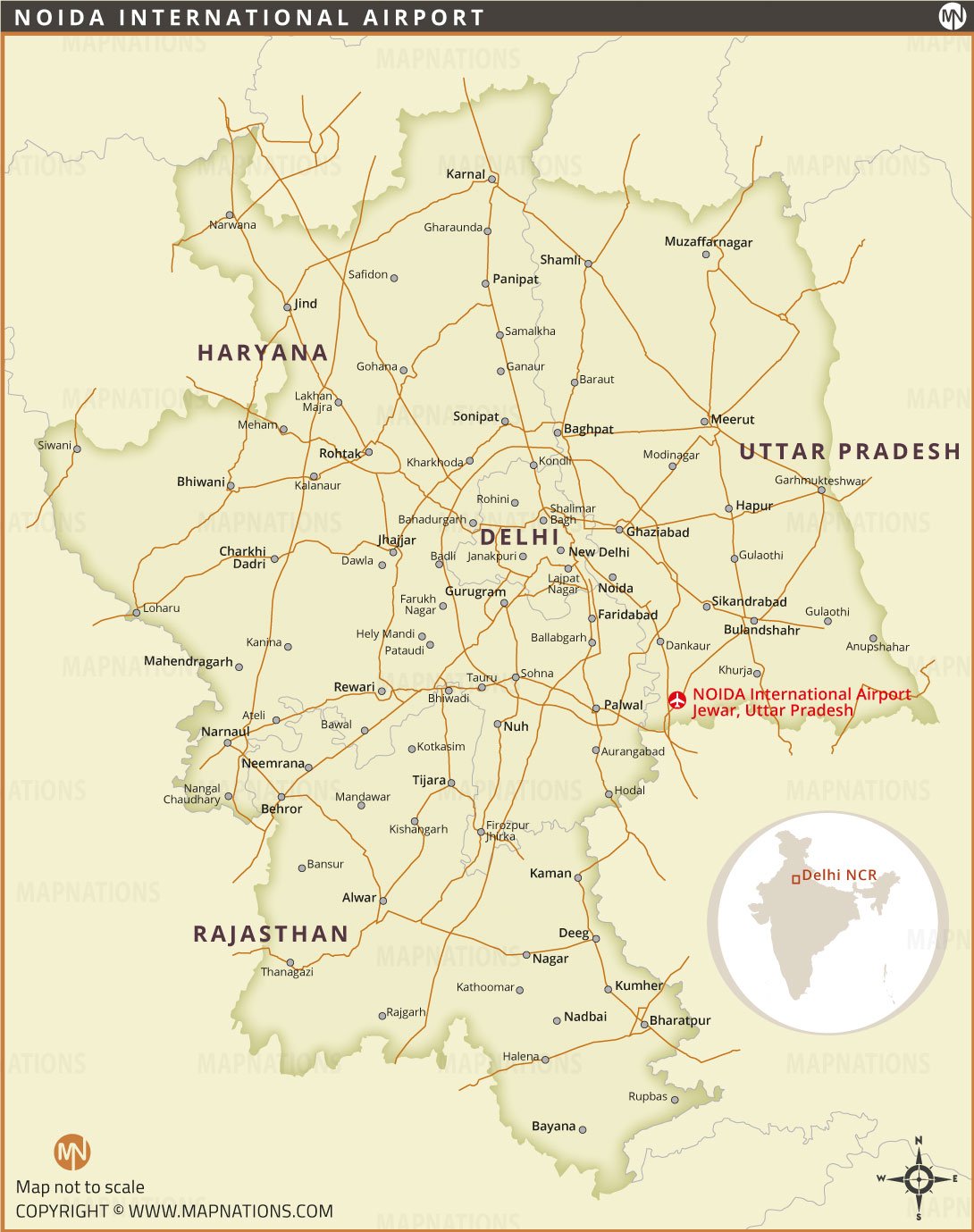 Where is Noida International Airport – Location Map Jewar Uttar Pradesh