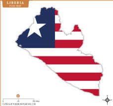 Liberia Flag Map Showing National Colors and Island Outline | MapNations