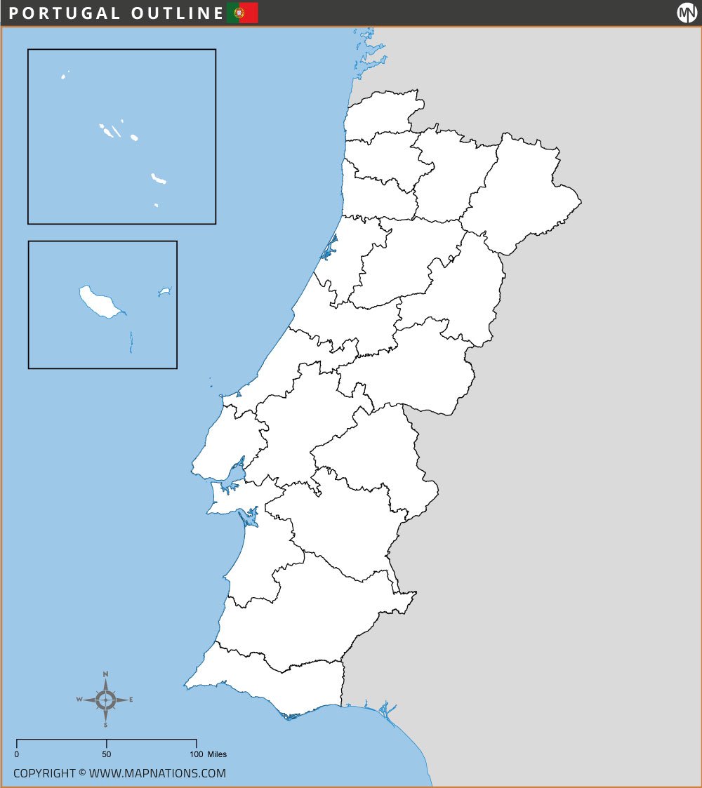 Blank Outline Map Of Portugal With District Boundaries Blank Outline Map Of Portugal With District Boundaries