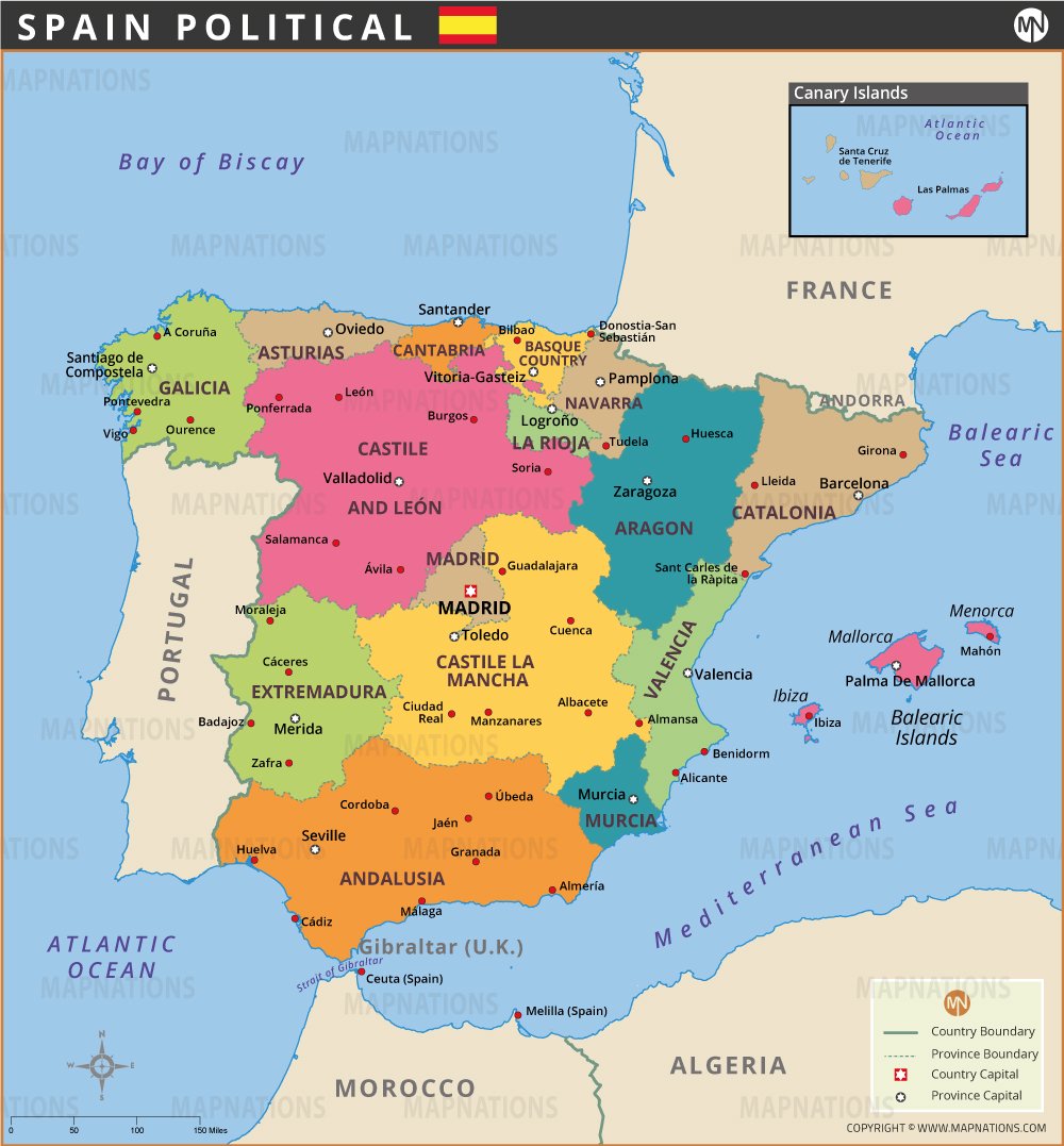 Political Map Of Spain Political Map Of Spain