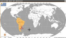 Uruguay Map with Departments, Capitals, Cities, Rivers and Roads