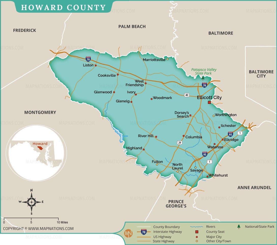 Howard County Maryland Map | Cities, Highways, Parks & Attractions