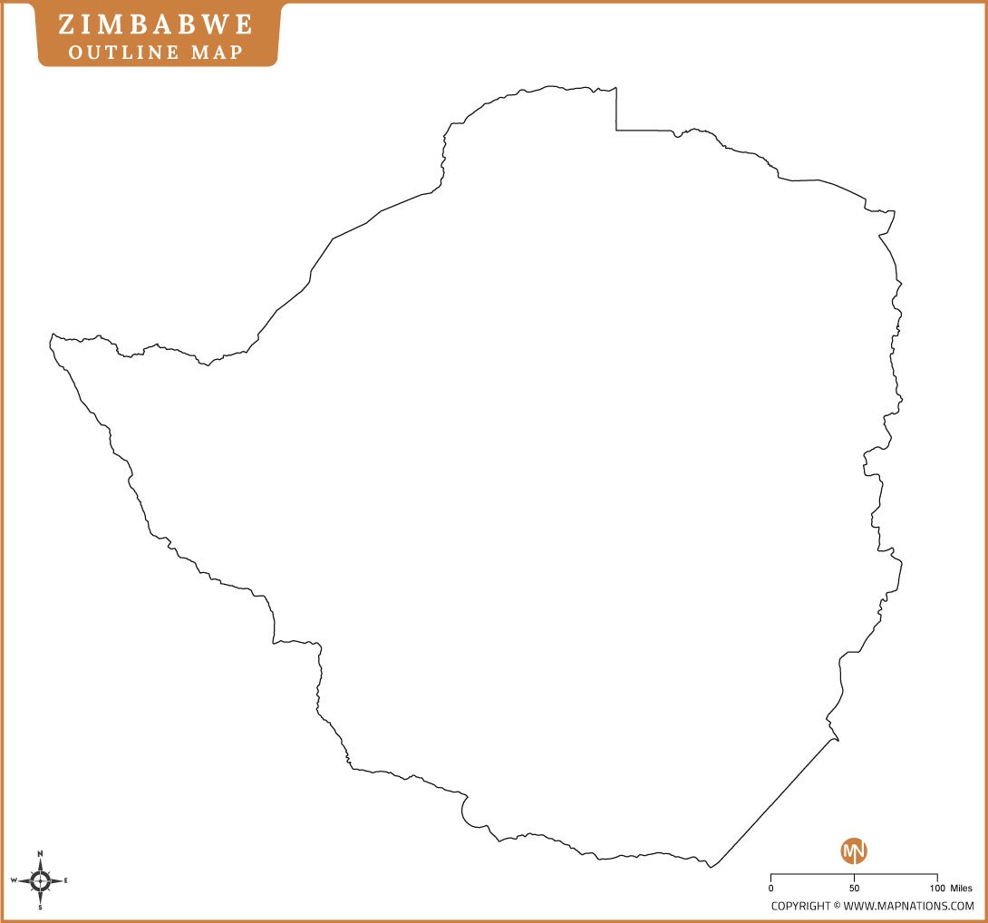 Zimbabwe Outline Map, Zimbabwe Blank - Province borders for Students ...